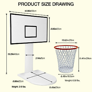 Basketball Trash Can,Trash Can Holder Wastebasket Backboard (Including 1pc Basketball Trash Can),White Wooden Basketball Garbage Can,Trash Can Basketball Hoop for Bedroom Office Kitchen Living Room