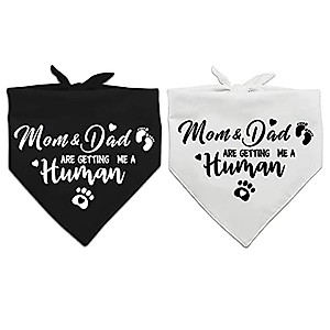 Mom&Dad are Getting me a Human, Gender Reveal Photo Prop Pet Scarf Decorations Accessories Dog Bandana, Pet Accessories for Dog Lovers, Pack of 2