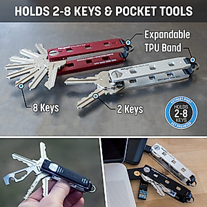 Keyport Pivot 2.0 - Premium Key Organizer Keychain w/Key Ring for Auto Fob + Lost & Found | Smart Key Chain for Men | Modern Car Key Holder + EDC Tools | Compact Minimalist Key Case | Aluminum (Red)