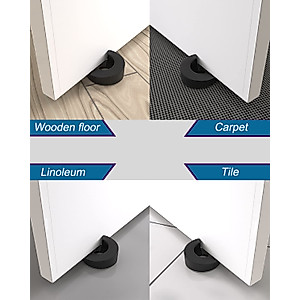 Door Stoppers - Rubber Security Wedge for Bottom of Door on Concrete, Tile, Carpet, Linoleum & Wooden Floor - Spiral Heavy Duty Door Stop - 2 Pack - Black