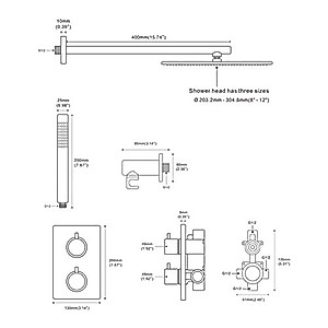SYLKWOR Bathroom Taps, Bathtub Faucets and Shower Heads Shower Set Mixer Valve Function Bathtub Mixer Taps Hot and Cold Wall Mounted Bathroom Shower Faucet with Hand Interestilife/10 inch