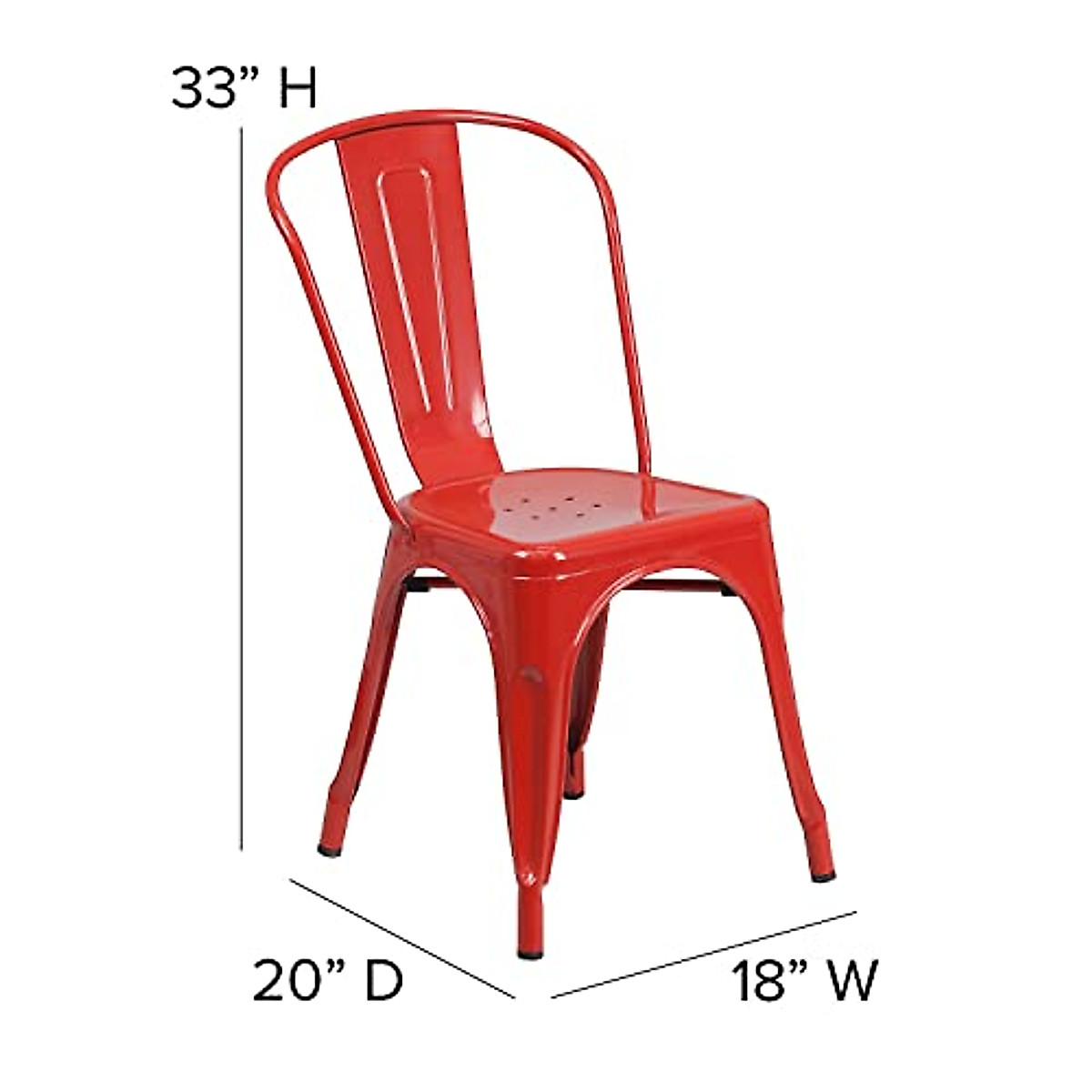 Flash Furniture Commercial Grade 4 Pack Red Metal Indoor-Outdoor Stackable Chair