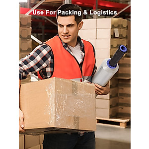 PARAKE 2-Pack Stretch Wrap Film, 15 Inch x 1000 Feet Shrink Wrap with Handles, Industrial Strength Plastic Wrap Roll, Heavy-Duty Shrink Film Roll, for Moving Storage Pallet Packing, 60 Gauge, Clear