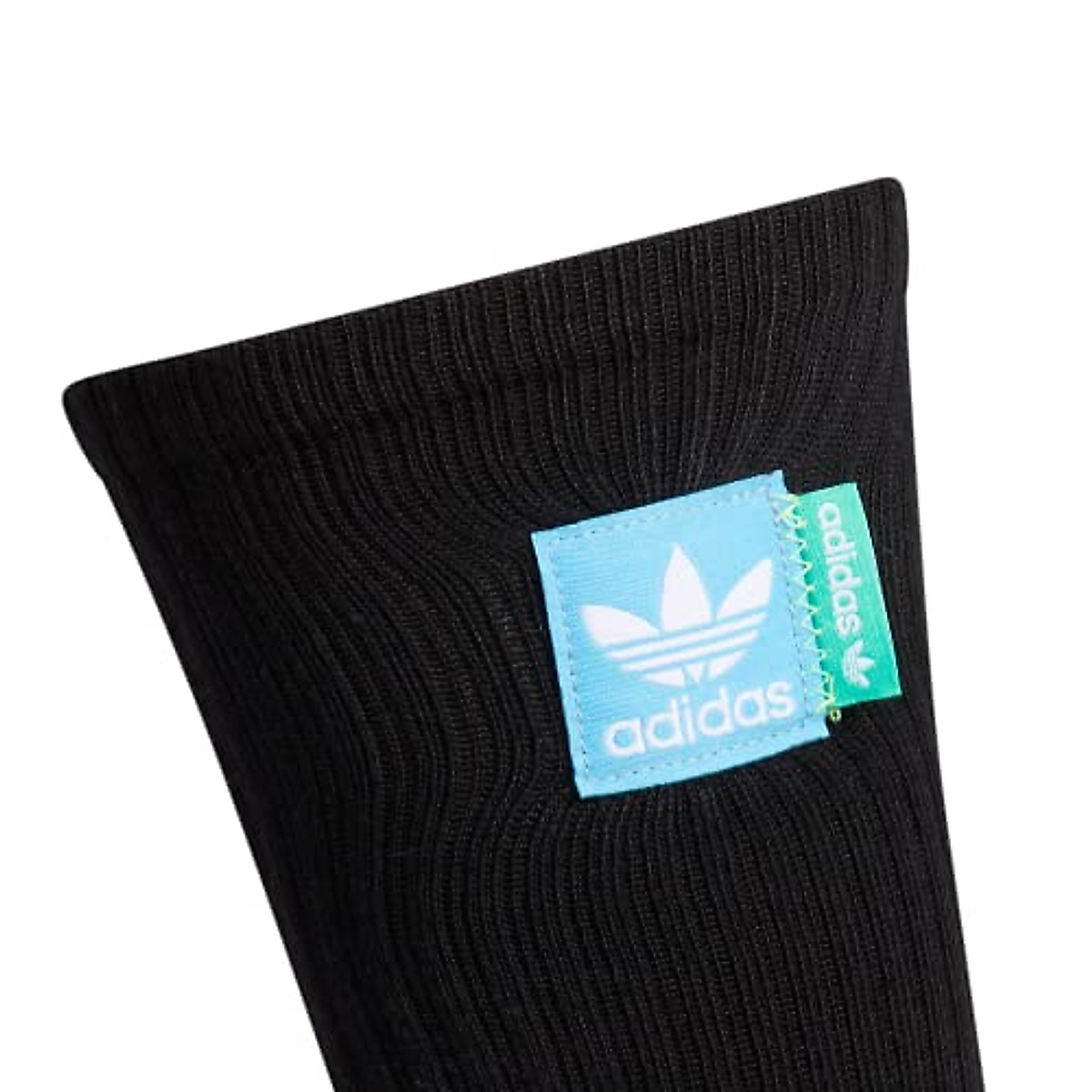 adidas Originals Mixed Graphics Cushioned Crew Socks (3-Pair), Black/Hi-res Green/Sky Rush Blue, Large