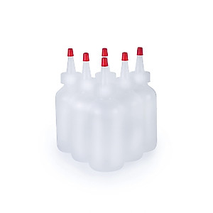 MHO Containers | 4 fl oz LDPE Plastic Boston Round Applicator Bottles with 24m Yorker Red-Tip Caps, Made in the USA - Pack of 6