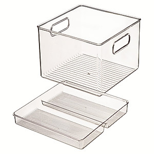 iDesign Linus 2-Piece Kitchen Drawer Organizer for Kitchen Utensils and Tools - Clear