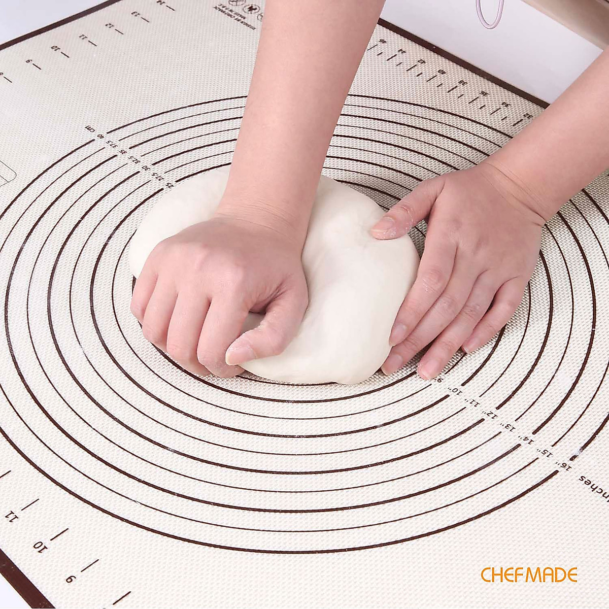 CHEFMADE Silicone Baking Mat, 36" x 24" Extra Thick Large Non-Stick Sheet Mat with Measurement | Non-Slip Reusable Food Grade Flexible Dishwasher Safe｜Making,Cookies,Macarons,Bread,Pastry and Pizza