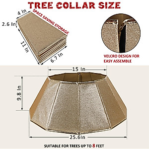 Blissun Fabric Christmas Collar, Glittering Tree Ring, Willow Skirt for Tree Decorations (Glitter Gold)