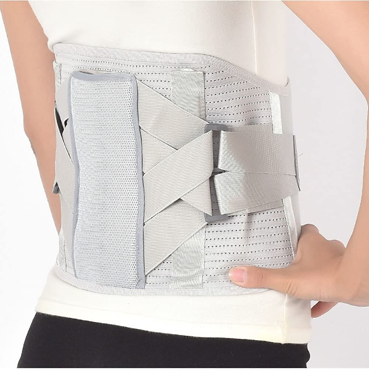 Self-Heating Back Brace For Lower Back Pain Relief Lumbar Support Belt With 3 Removable Lumbar Pads And Support Plates Women Men Sciatica Scoliosis Herniated Disc Breathable Grey ( Size : XL/X-Large )