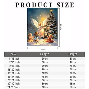 Eleploi Winter Christmas Diamond Painting Kit, Angel Prayer Diamond Painting Art Kit, 5D Full Round Diamond Diamond Painting DIY Crafts Wall Decor Gift 24x32 Inch