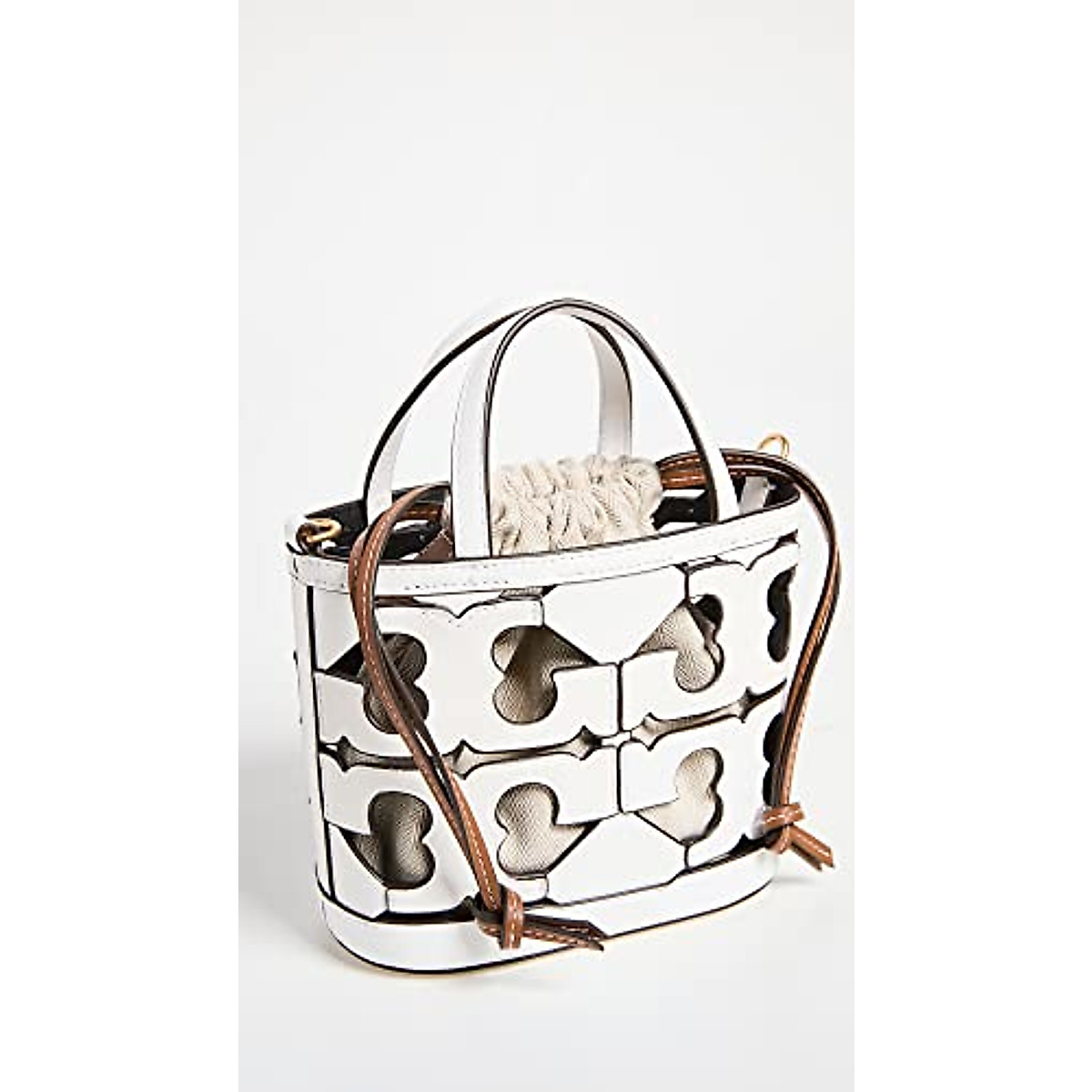 Tory Burch Women's Cutout Logo Mini Tote, New Cream, White, One Size