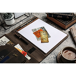 Personalized Leather Portfolio for Men, Engraved Leather Clipboard Portfolio Binder, Custom Leather Legal Pad Padfolio, Christmas Gift for His/Her (Clipboard, Grey-Standard)