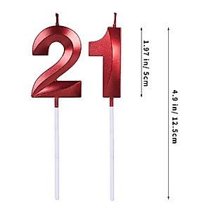 Red 21st & 12th Birthday Candles for Cakes, Number 21 12 1 2 Glitter Candle Cake Topper for Party Anniversary Wedding Celebration Decoration