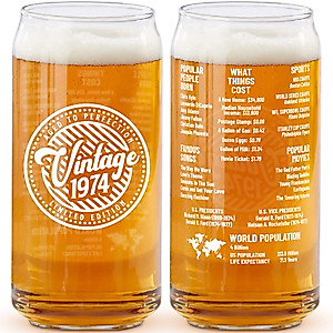 51st Birthday Gifts For Men - Birthday Beer Gifts 20 Ounce 2-Sided Beer Can Glass (1 Count) - Vintage Glass for a 51 Year Old - Funny Glass Gift for His or Her 51st Birthday - Anniversary Party (1973)
