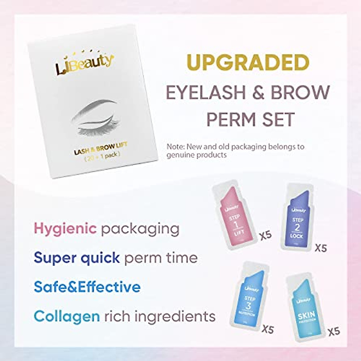 Libeauty Brow Lamination Kit Lash Lift Kit Lasting 8 Weeks Sachet Disposable Upgraded Version Curling Perming Wave Lotion & Liquid Set Home Perm Kit