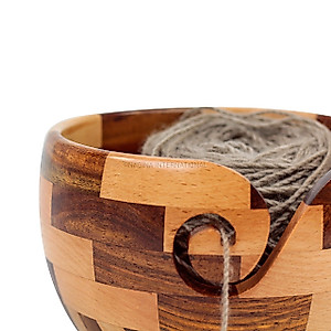 Nagina International Mixed Premium Yarn Storage Bowl For Yarn Balls & Skeins | Crochet & Knitting Bowls Made Out OF Turmeric & Rosewood | Knitter's Gift & Notions (Medium)