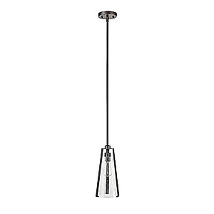 Globe Electric 60330 Sonny 1 Pendant Lighting, Dark Bronze, Seeded Glass Shade