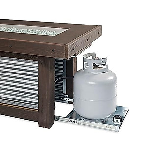 Outdoor GreatRoom Co Propane Fire Pit Table - Denali Gas Fire Pits for Outside Patio - 56 Inch Rectangular Concrete Firepit Fire Table with Matching Tabletop Cover, Metal & Wood Base, 80,000 BTU