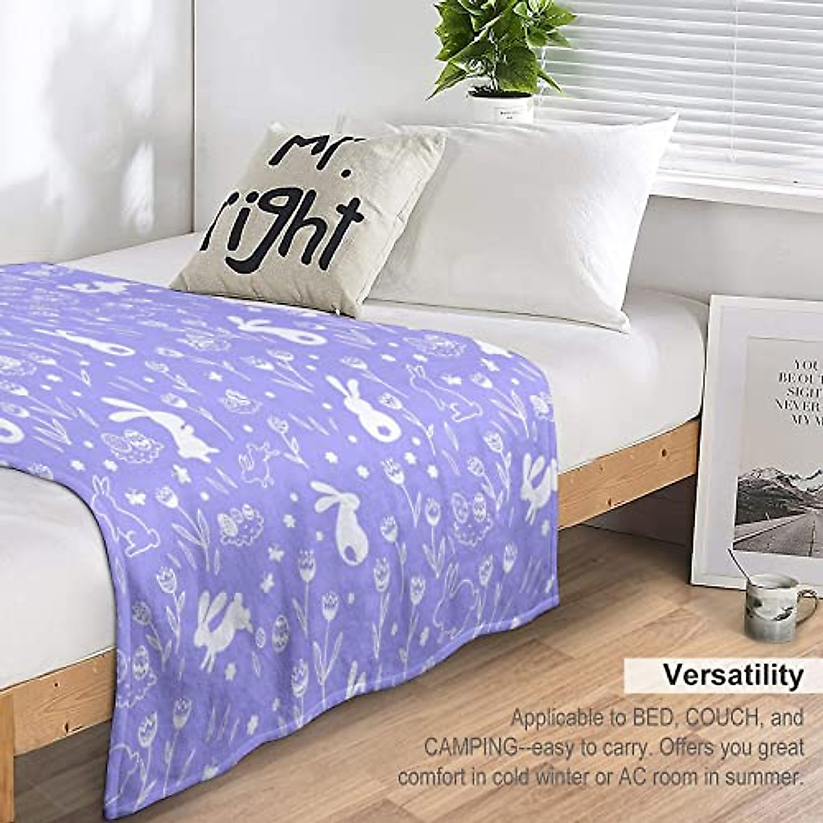 Easter Bunny Blanket Gifts, 40"x50" Rabbits Flannel Fleece Throw Blanket Soft, Lightweight, Comfortable, Warm Bunny Themed Blanket for Adults Kids