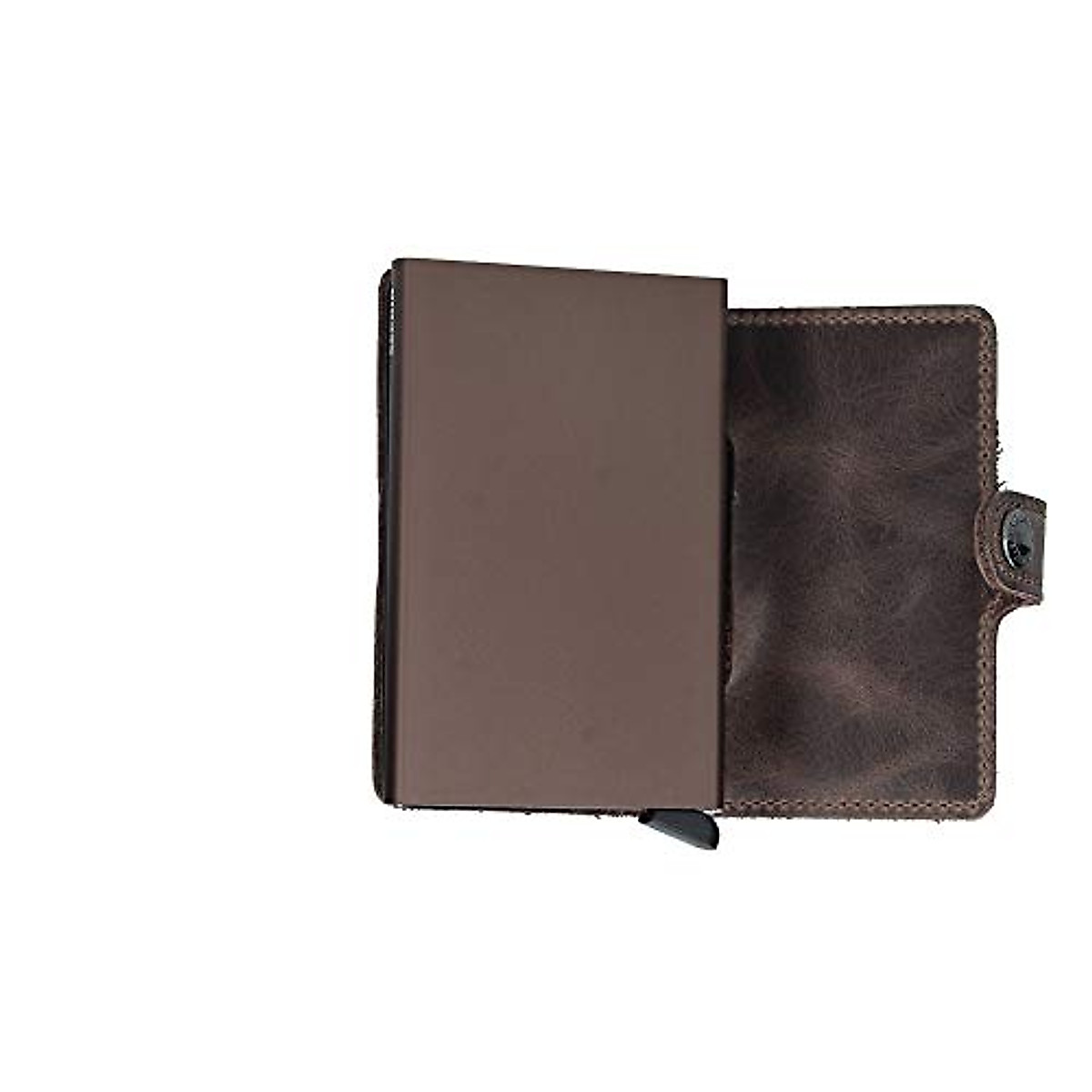 Secrid Mini Wallet, Vintage Chocolate, Genuine Leather with RFID Protection, Holds up to 12 Cards