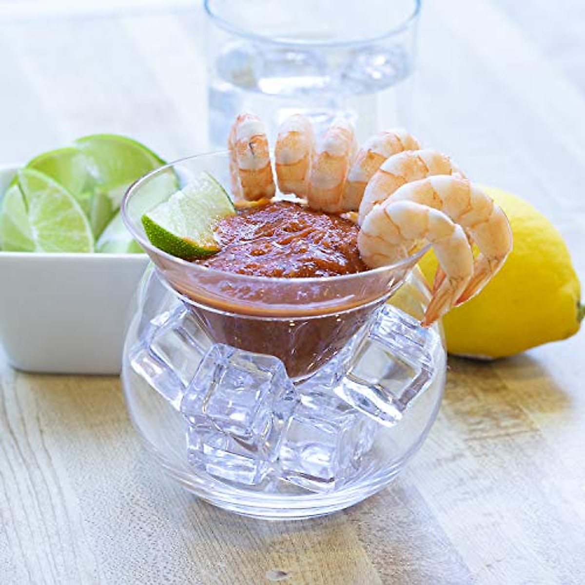 LEMONSODA Stemless Martini Glasses with Chiller Set of 2 - Elegant Cocktail Glass Set with Server Bowl - Beautiful Bar Martini Gift Set for Margarita, Manhattan Cocktails | SC2025