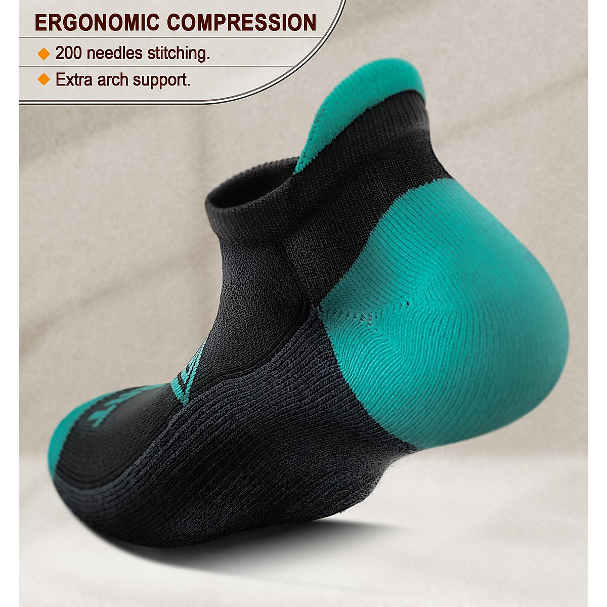 BULLIANT Socks For Women 6Pairs-Womens Athletic Ankle Socks No Show Cushioned for Walking Running-Compression Arch Support(6Pairs,Shoes Size:Women 6-8)