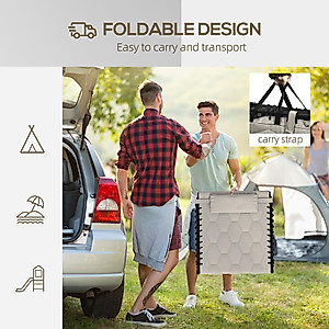 Outsunny Folding Chaise Lounge Set of 2 with 5-Level Reclining Back, Outdoor Lounge Tanning Chair with Padded Seat, Side Pocket & Headrest for Beach, Yard, Patio, Khaki