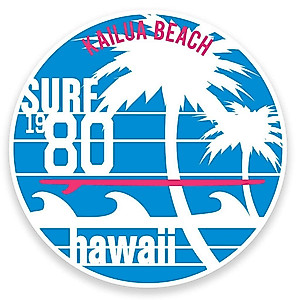 Hawaii Kailua Beach Surf Sticker for Scrapbooking, Calendars, Arts, Kids DIY Crafts, Album, Bullet Journals 50 Pack