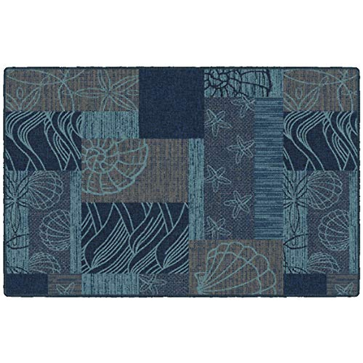 Brumlow MILLS Ocean Collage Sea Shell Print Area Rug for Living Room, Dining Room, Kitchen, Bedroom and Contemporary Home Décor, 30" x 46", Blue