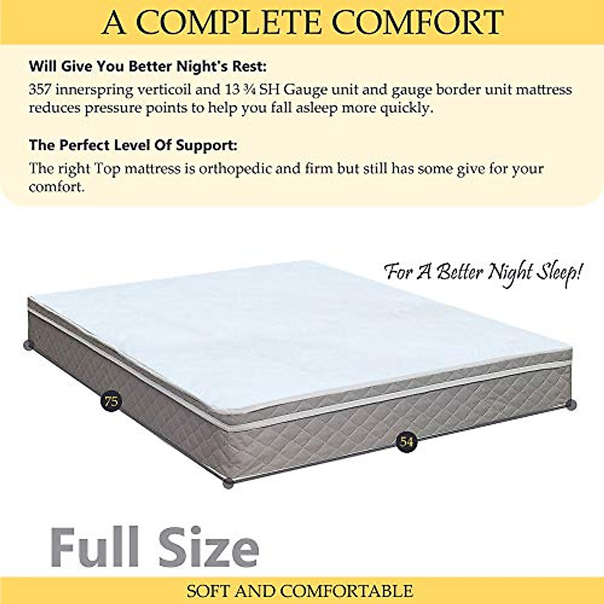 Mayton 10-Inch Medium Plush Eurotop Pillowtop Innerspring Mattress And 8" Wood Boxspring/Foundation Set, With Frame Full Size