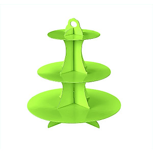 YLDW 3-Tier Cupcake Stand, Cake Stand Holder, Tiered DIY Cupcake Stand Tower for Dessert Table Displays, Birthday Theme Party Favors Decoration, Floral Tea Party, 12" W x 12.8" H, Green