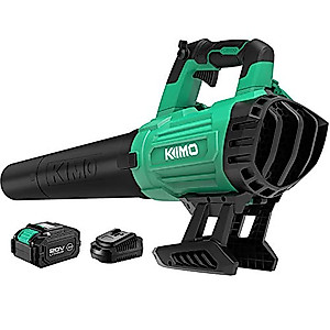 KIMO Cordless Leaf Blower - 400CFM Battery-Powered Blower for Blowing Wet Leaves, Snow Debris and Dust, 20V Electric Leaf Blower with Battery ＆ Charger for Lawn Care Garden Yard Work Around The House