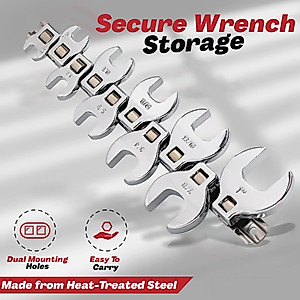Crows Foot Wrench Set (SAE/Inch) Easily Access Hard-To-Reach Areas, Ideal for Tight Spaces, Great for Automotive Repair Work - Includes Sizes: From 3/8" to 1 Inch - 10-Piece Kit With Clip-on Organizer