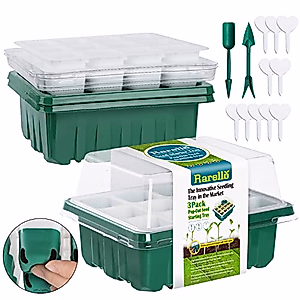 Rarello 3 Packs Seed Starter Tray Seed Starter Kit,36 Cells Reusable Seedling Starter Trays With Flexible Silicone Bottoms And Humidity Domes,Indoor Greenhouse Garden Propagation Set for Seed Starting
