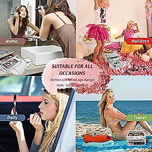 Hot Sugar Mixed Beauty Makeup Kit Cosmetic Set All in One Train Case Matte Shimmer Eyeshadow Palette Blushes Lipstick Stylish Jewelry Box Birthday Gifts for Teenager Girls Women (Clear)