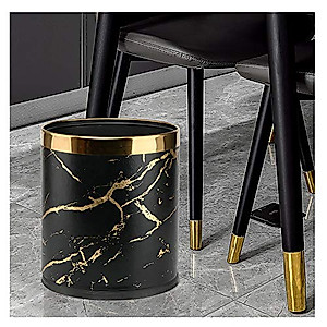 Huaqinglian 2.6Gallon Small Office Trash Can,Bathroom Garbage can,Bedroom Waste Basket Bin Garbage Bag Invisable Trash Bin for Living Room (Black Gold Marble)