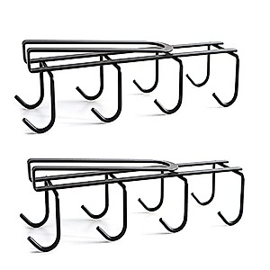 Coffee Mug Holder Under Cabinet - 8 Hooks Cup Organizer for Cabinet Hanging Mug Rack Tea Cup and Utensil Hooks Drilling Free Mug Hanger Under Shelf
