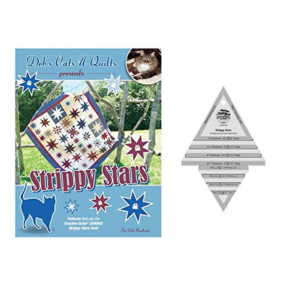 Deb's Cats N Quilts Bundle - The Strippy Stars Book & Creative Grids Strippy Stars Tool CGRDH2