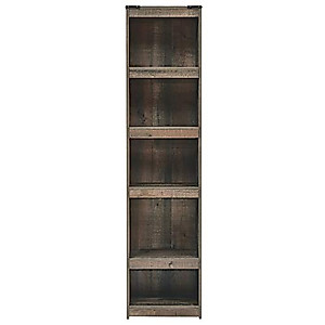 Signature Design by Ashley Trinell Rustic Entertainment Center Pier Bookcase with 3 Adjustable Shelves, Natural Brown
