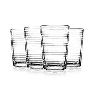 Juice Glasses 7 oz. Set Of 4 Glass Cups – By Home Essentials and Beyond – Beverage Water Tumblers for Juice, Whiskey, Cocktails, Iced Tea. Dishwasher safe.