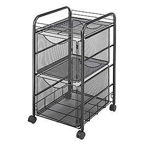 Safco Onyx Rolling File Cart with 2 File Drawers, Fits Letter-Size Hanging Folders, Durable Steel Construction