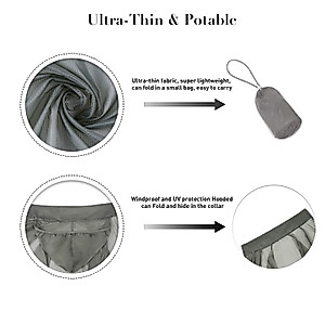 Dooy Sun Protection Jacket Ultra Thin Lightweight Breathable Packable Outdoor Cycling Jacket Hoodie Skin Clothing for Men & Women（Grey，2XL）