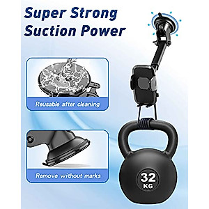 MLIFEMFUL Phone Mount for Car, 3 in 1 Car Phone Holder Mount Long Arm High Temperature Resistance Suction Cup,Cell Phone Holder for iPhone & All Smartphone Dashboard Windshield Vent Clip Compatible