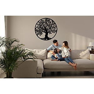 DEKADRON Metal Wall Art - Tree of Life - Family Tree - 3D Wall Silhouette Metal Wall Decor Home Office Decoration Bedroom Living Room Decor Sculpture (28" W x 30" H/71x76cm)
