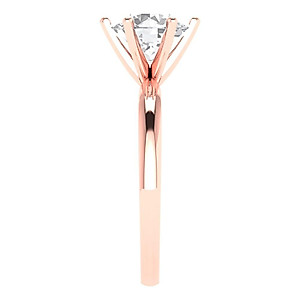 Clara Pucci 2.0 ct Round Cut Solitaire Genuine Moissanite Wedding Bridal Designer Anniversary Engagement Ring in 14k rose Gold for Women