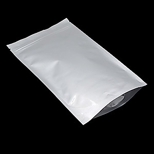 100 Pieces Small Silver Pure Aluminum Foil Stand Up for Zip Mylar Bags Lock Long Term Food Storage Resealable Zipper Lock Bag Heat Seal Airtight Packaging Pouch 3.5x5.1 inch
