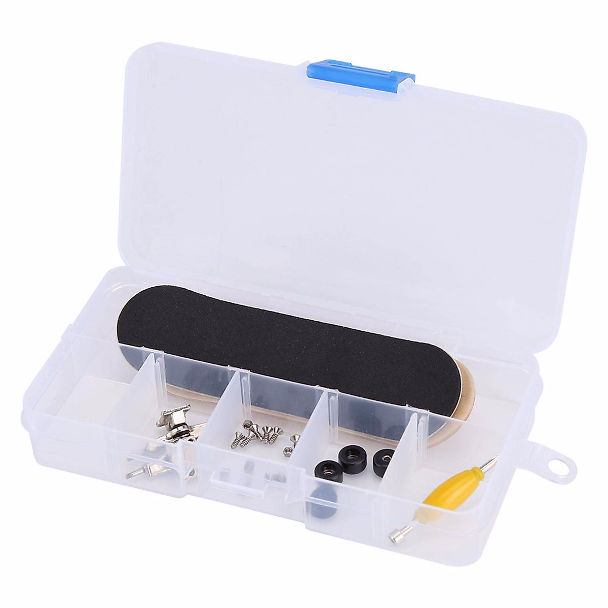 HURRISE Wooden Finger Skateboards, 1Pc Maple Wooden+Alloy Fingerboard Finger Skateboards with Box Reduce Pressure Kids Gifts(Black)