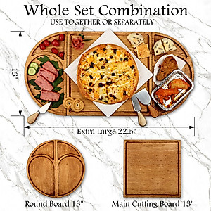 Jiulory Premium Solid Wood Charcuterie Board Gift Set - Extra Large Magnetic Cheese Board Wooden Tray Serving Platter Housewarming, Christmas, and Valentine's Gifts