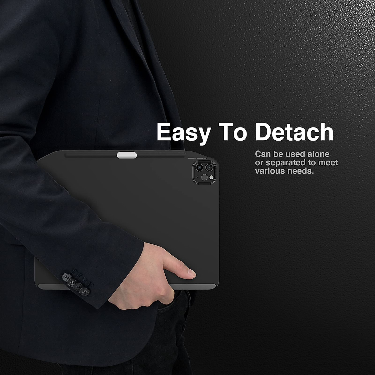 SWITCHEASY CoverBuddy Lite for iPad Pro 12.9" Case Compatible with Magic Keyboard & Smart Keyboard Folio (Keyboard Not Included) | with Pencil Holder | ONLY for 2021-2022 iPad Pro 12.9" (Black)