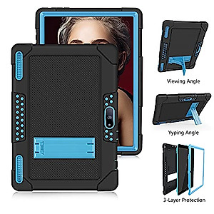SOATUTO Case for Pritom M10 10 Inch Tablet/FANGOR F-X10/qunyiCO Y10/Voger priorpad X100/Digiland Tab Model: DL1036/Gateway 10.1 HD Tablet Case Hybrid Shockproof Kids Friendly with Stand (Black+Blue)